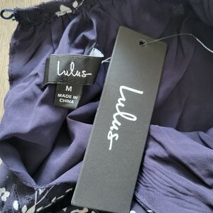 Lulus | Dresses | Nwt Lulus Navy White Floral Sheer Smocked Long Sleeve ...